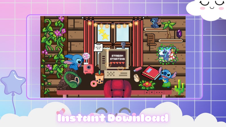 STITCH Pixel SETUP Animated Twitch Stream, Lofi, Pixelart, Setup Pixel ...