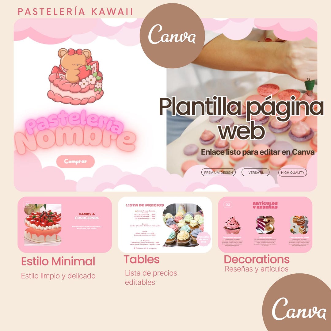 Bakery and Sweets Website Template – Editable in Canva - Etsy
