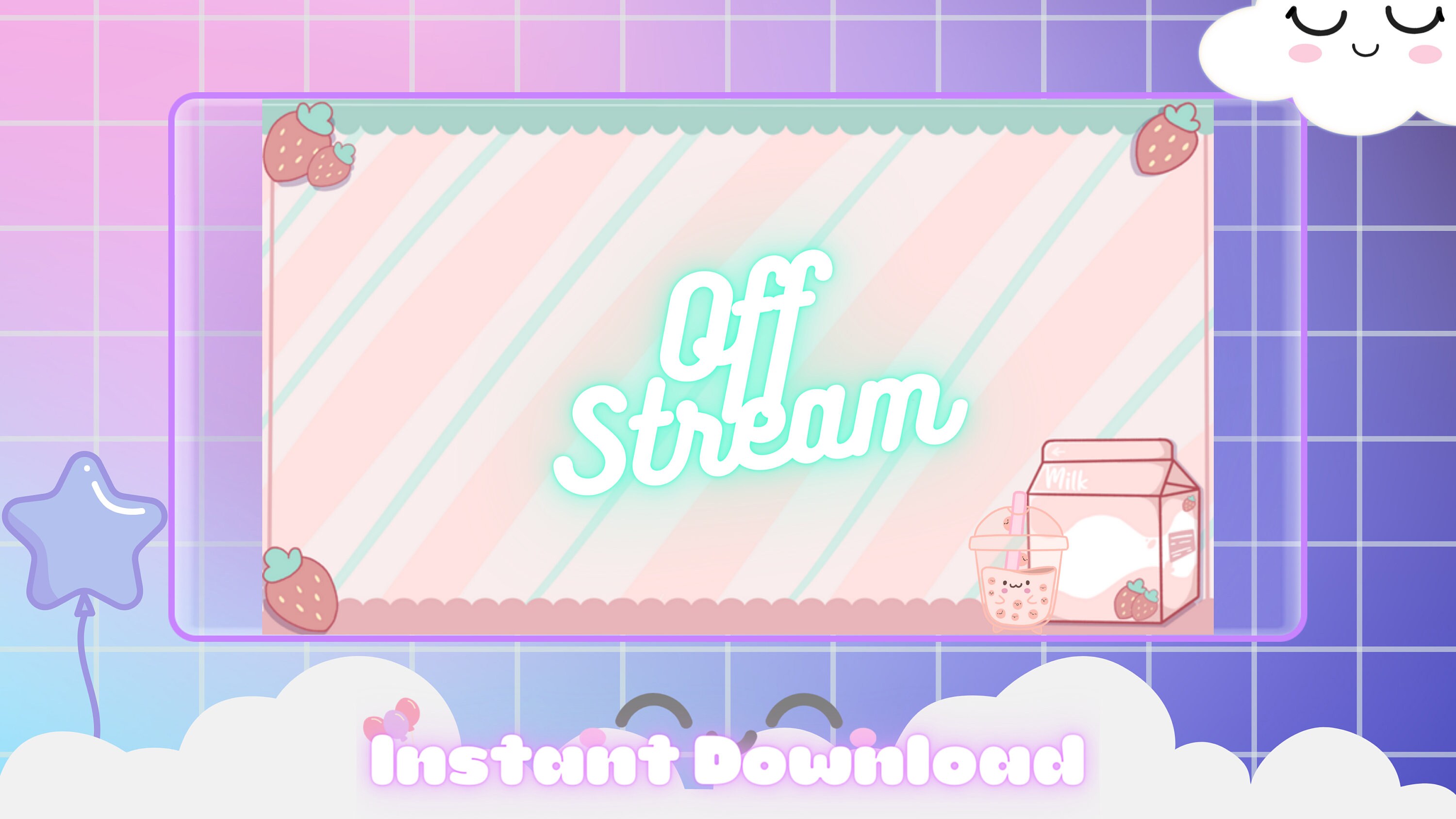Animated Milk Kawaii Stream Screens Twitch Youtube Overlay Cute Star ...