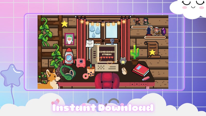 Pixel SETUP Animated Twitch Stream and Free OFFLINE Screen Static ,lofi ...