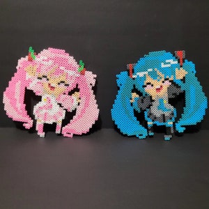 Chibi Hatsune Miku Perler Bead Wall Art Decoración de anime vocaloid ...