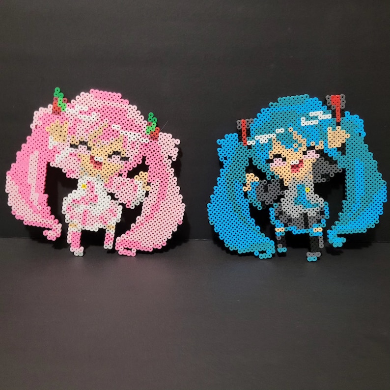 Chibi Hatsune Miku Perler Bead Wall Art Handcrafted Vocaloid Anime ...