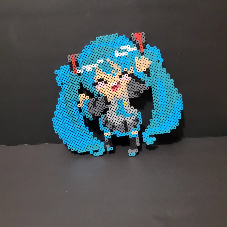 Chibi Hatsune Miku Perler Bead Wall Art Handcrafted Vocaloid Anime ...