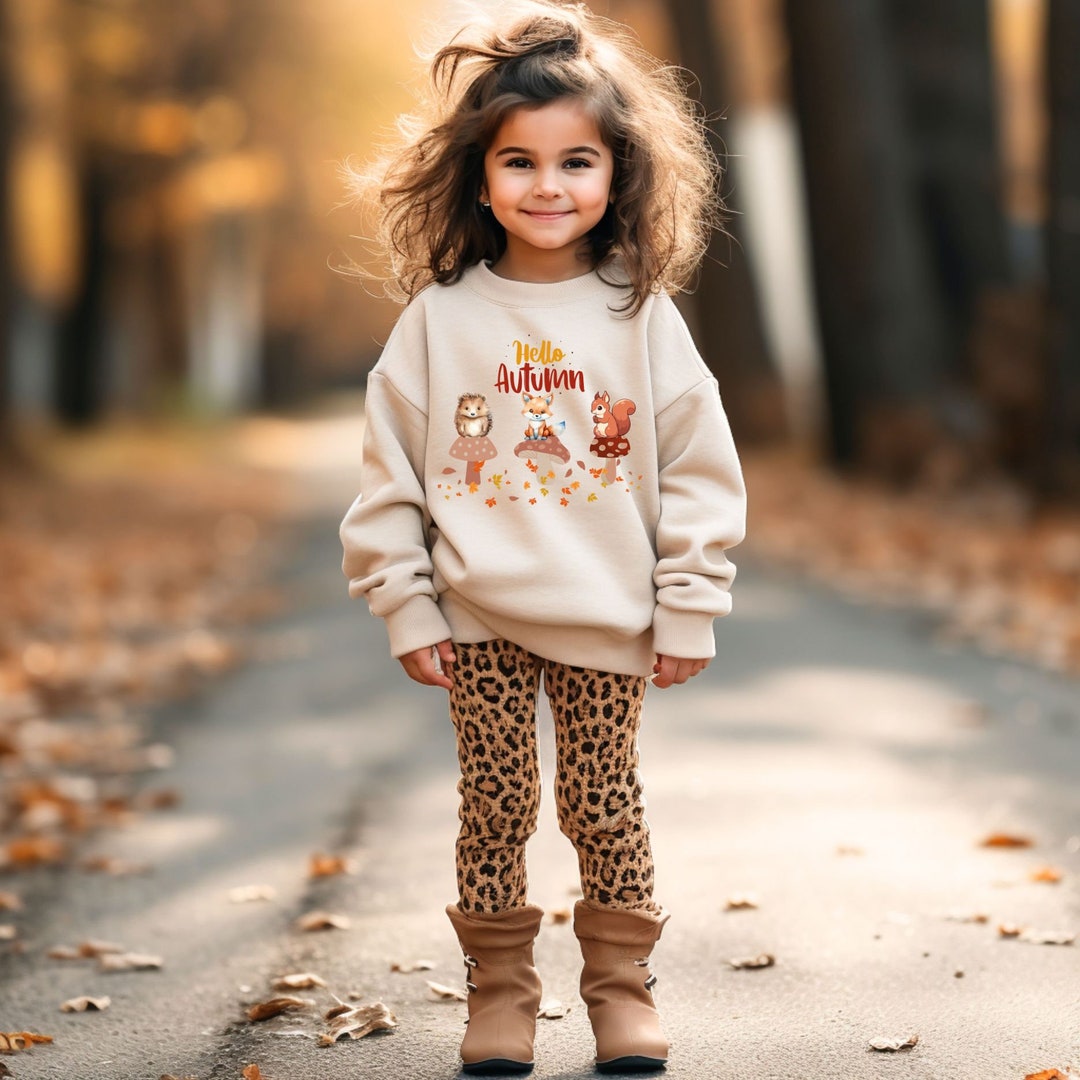 Hello Autumn Kid's Sweatshirt, Woodland Creatures Sweatshirt, Woodland ...