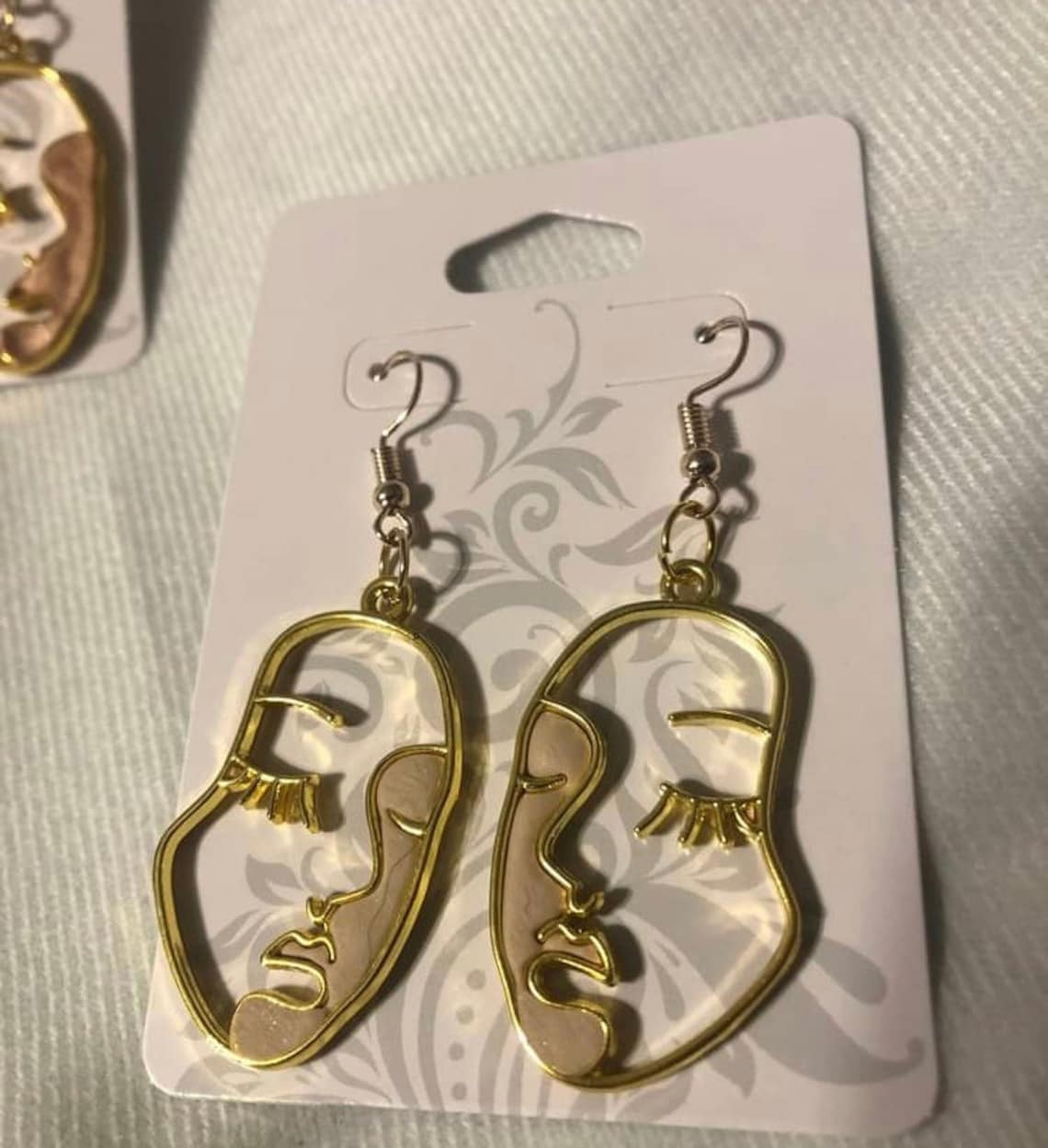 Gold Picasso Face Earrings: Handmade Abstract Clay Dangle Earrings - Etsy