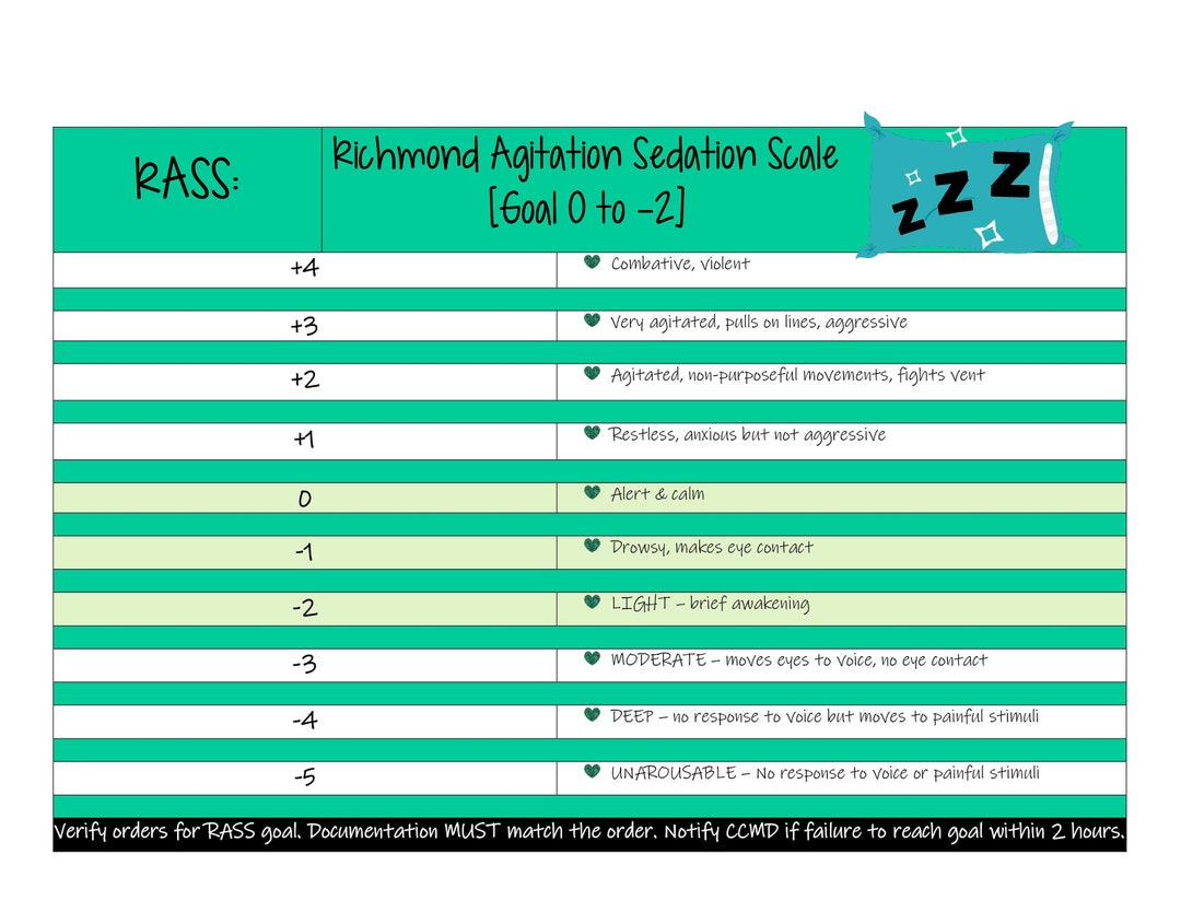 RASS: Richmond Agitation Sedation Scale - Etsy