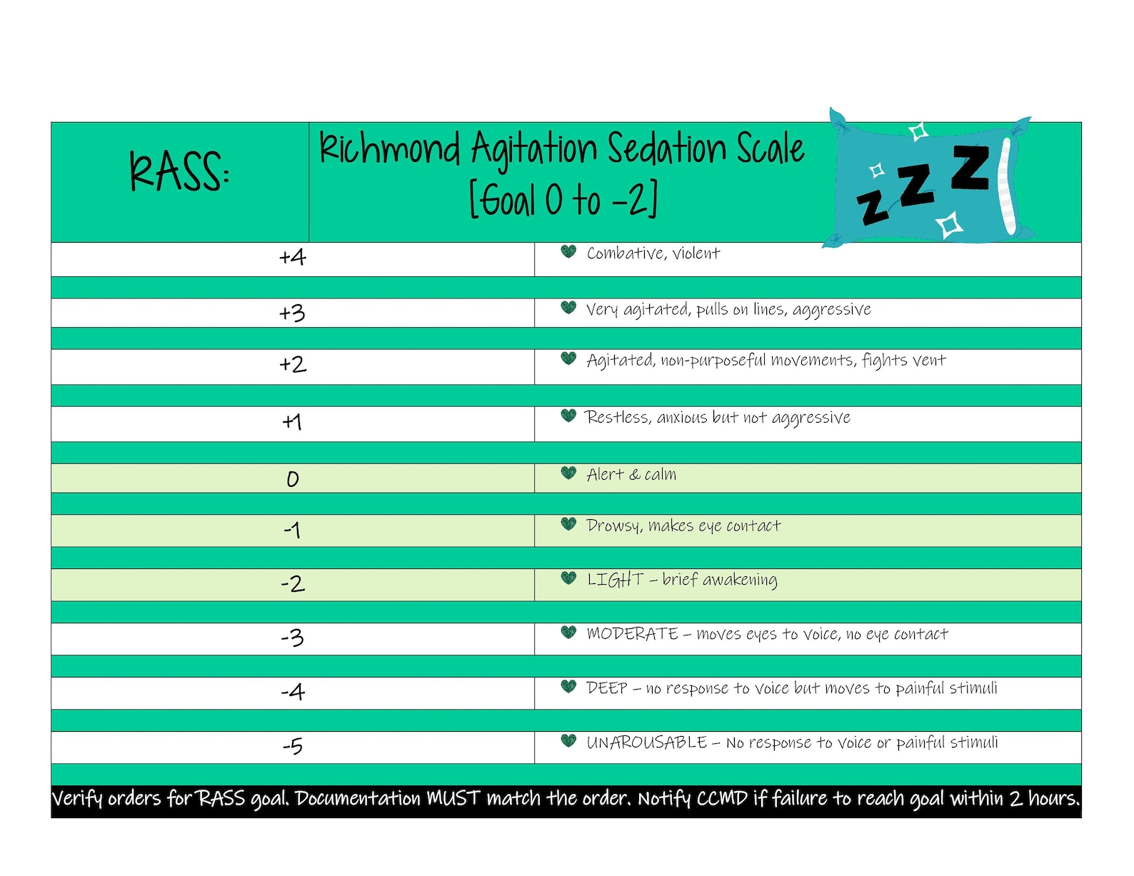 RASS: Richmond Agitation Sedation Scale - Etsy