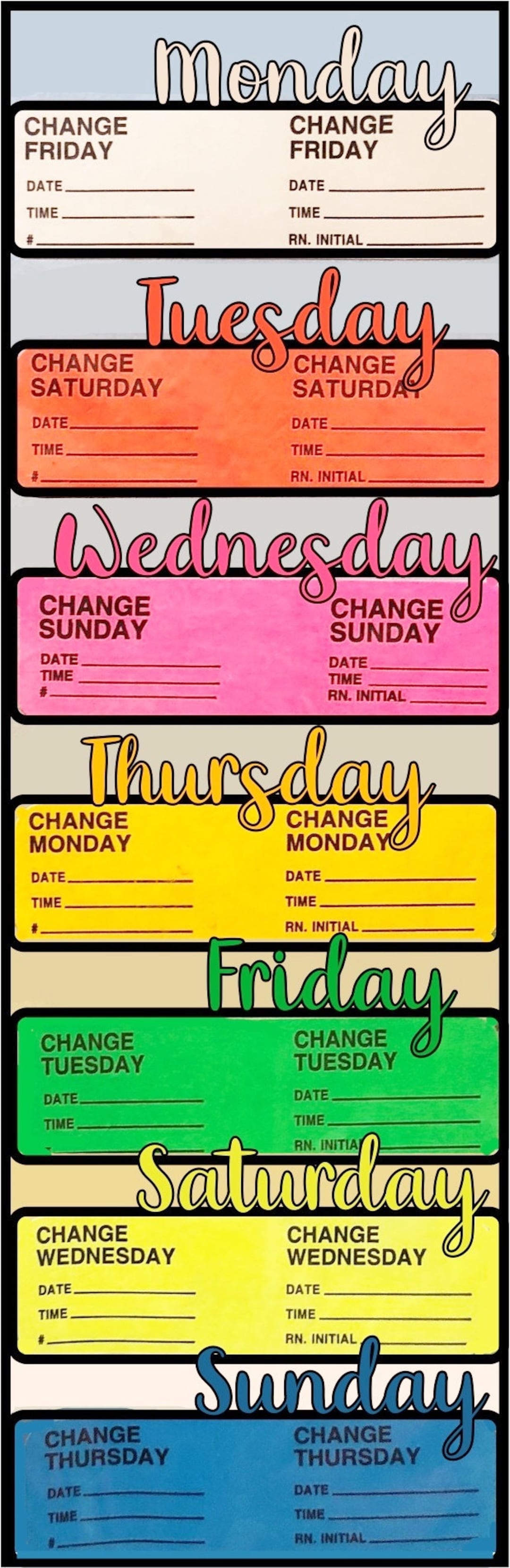 IV Tubing Day Change Labels - Etsy