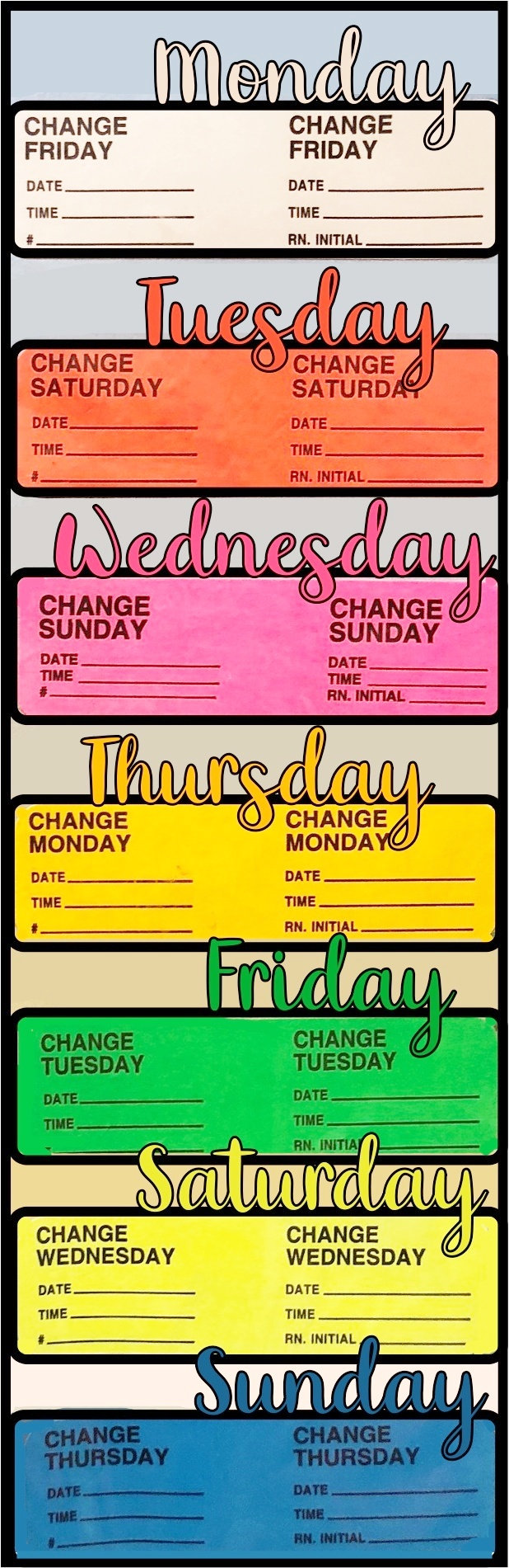 IV Tubing Day Change Labels - Etsy