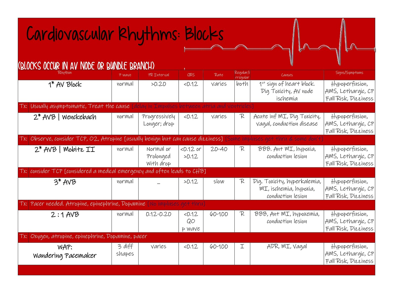 Cardiac Rhythm Cheat Sheets - Etsy