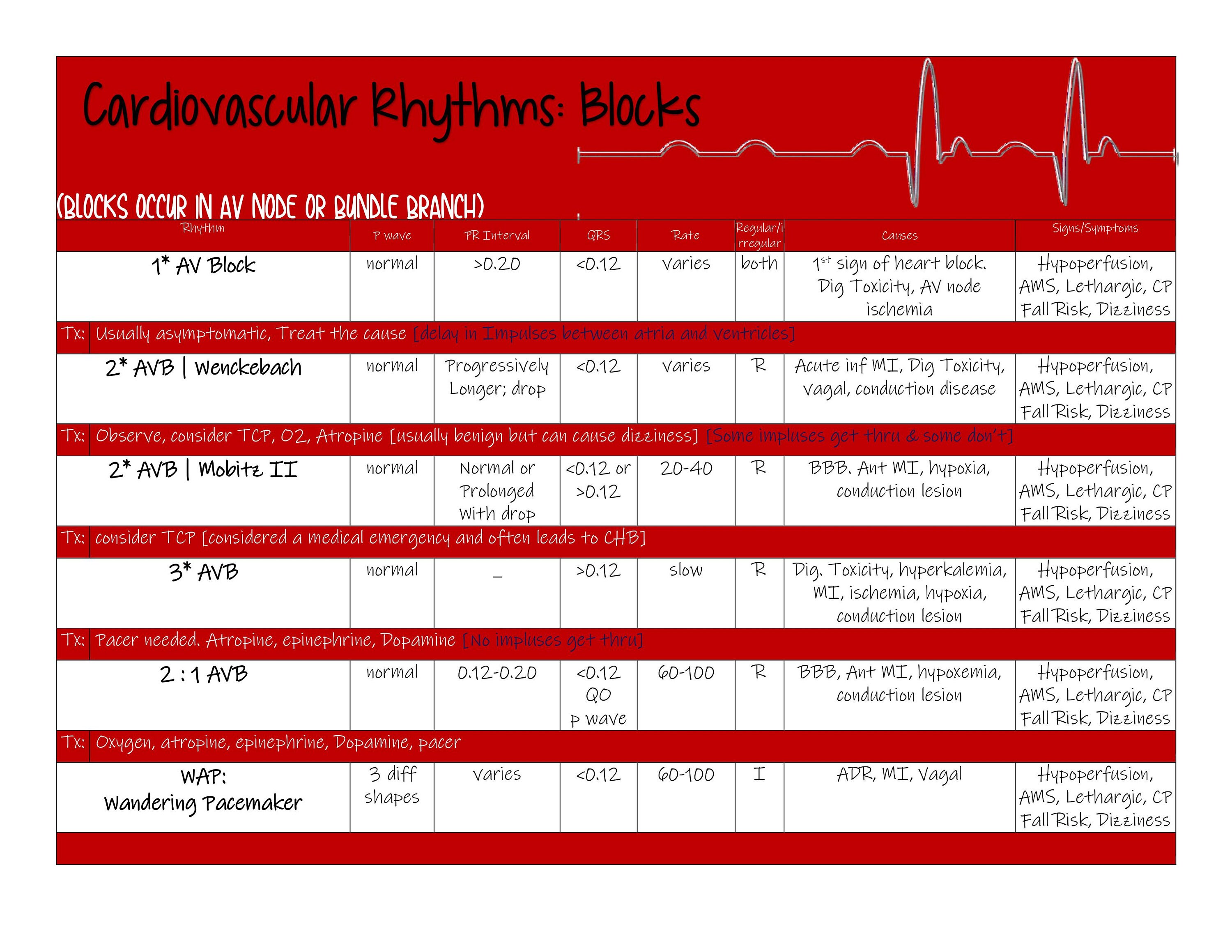 Cardiac Rhythm Cheat Sheets - Etsy