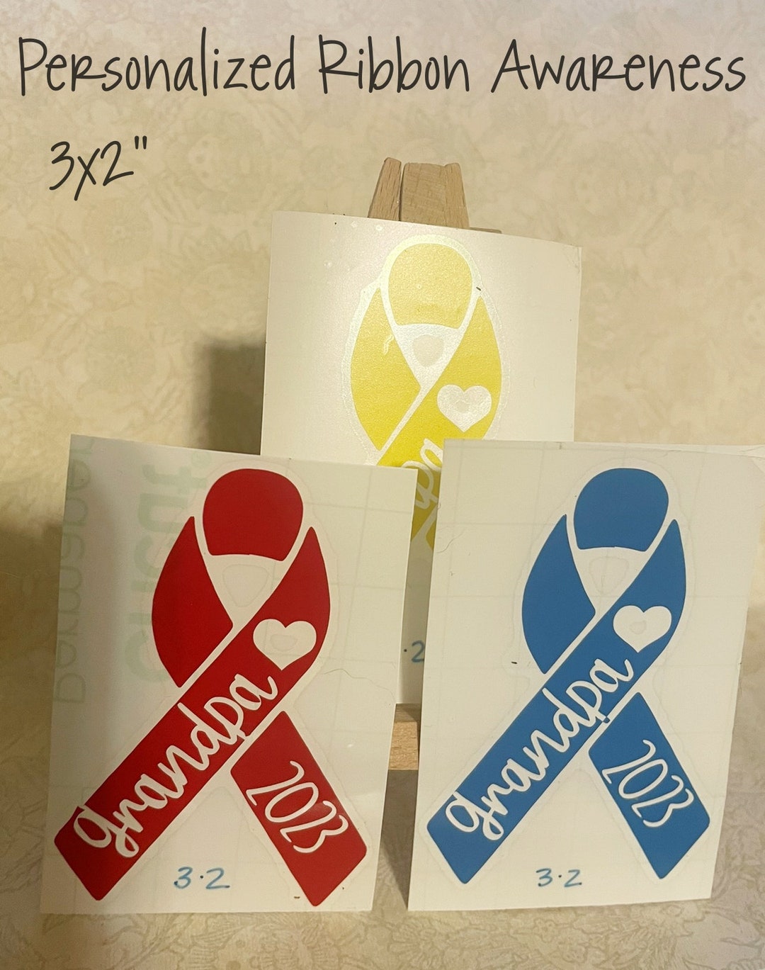 Personalized Ribbon Awareness Vinyl Decals - Etsy
