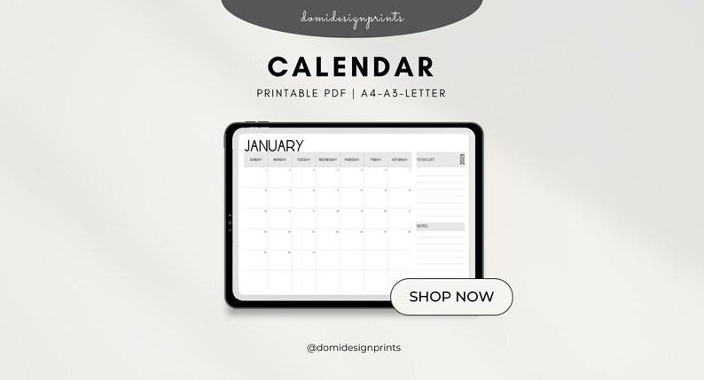 2023 Minimalist Printable Calendar Monthly A4/a3/us-letter - Etsy