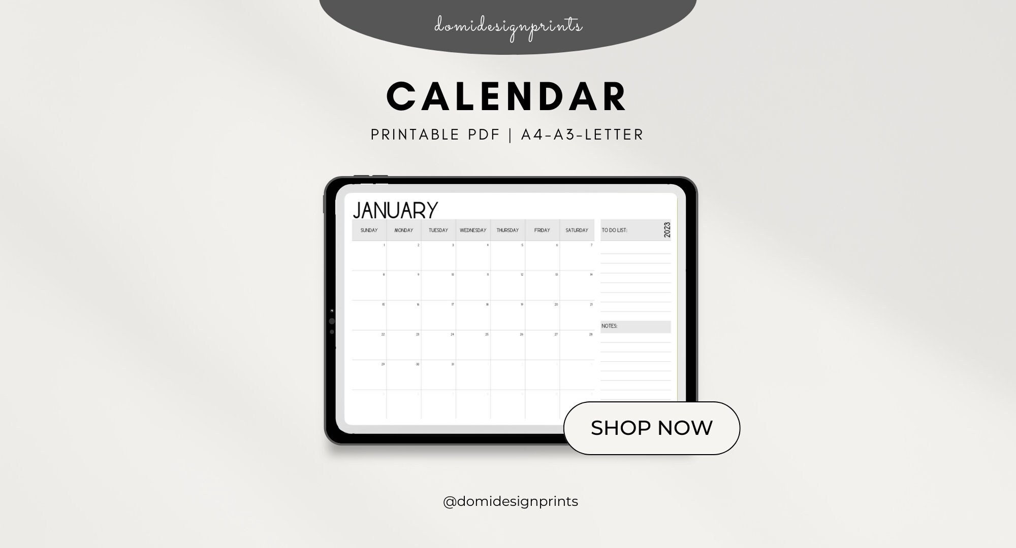 2023 Minimalist Printable Calendar Monthly A4/a3/us-letter Size Monday ...