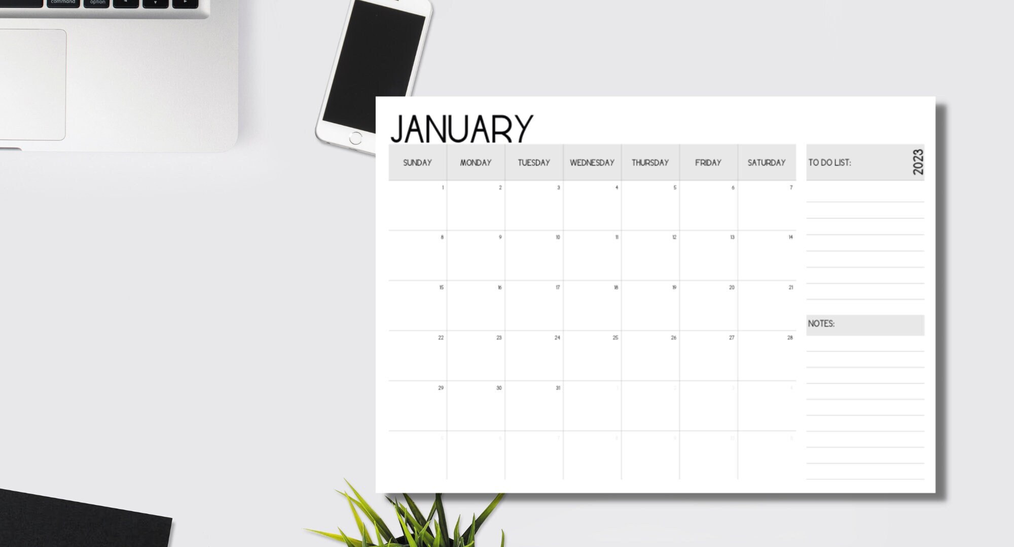 2023 Minimalist Printable Calendar Monthly A4/a3/us-letter Size Monday ...