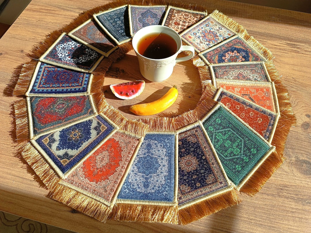 Coasters, Beautiful Turkish Carpet Coasters, Persian Rug Coasters, Mug ...