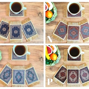 Coasters, Beautiful Turkish Carpet Coasters, Persian Rug Coasters, Mug ...