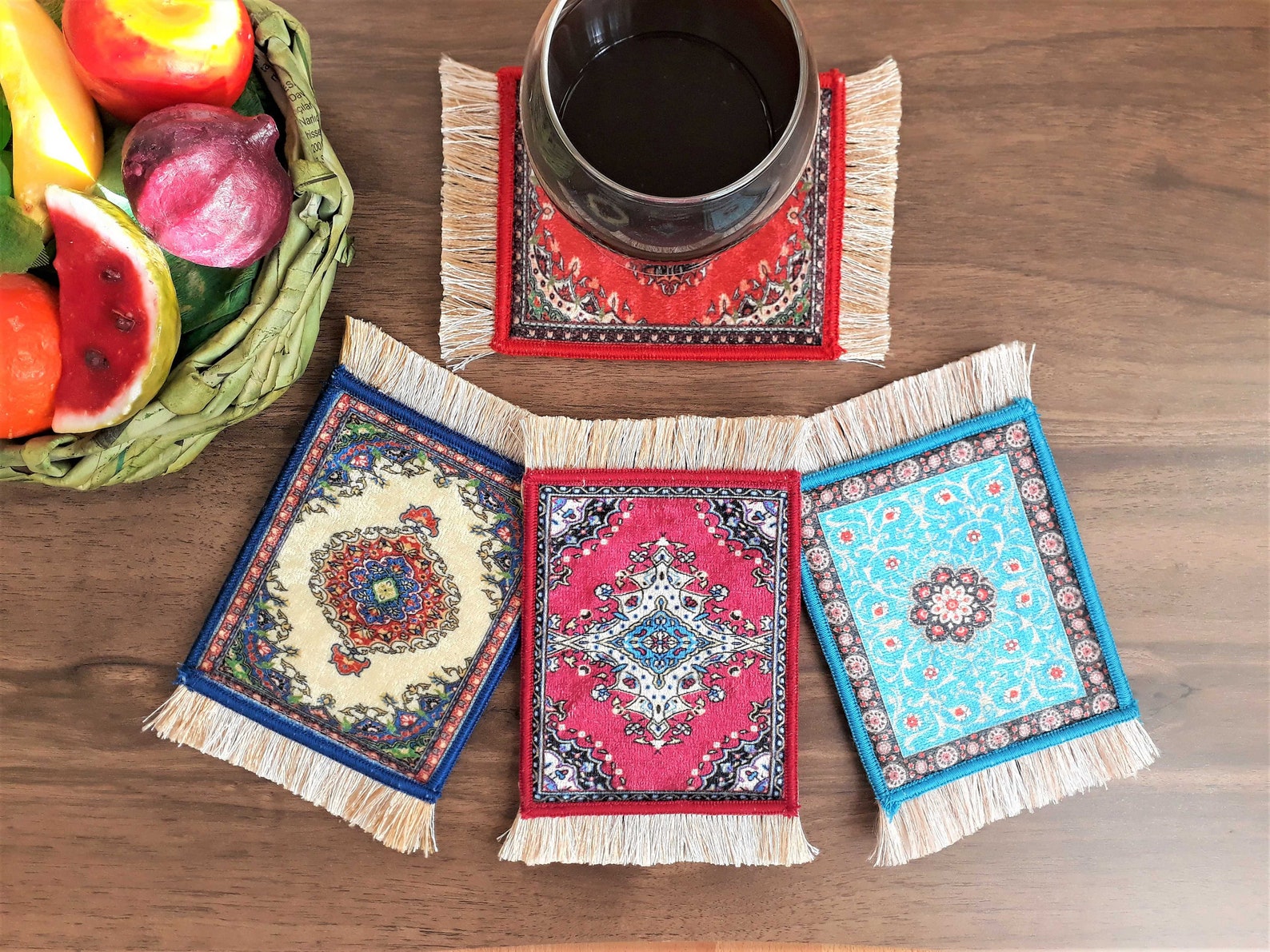 Beautiful Turkish Carpet Coasters Persian Rug Coasters Mug - Etsy