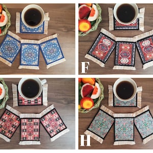 Beautiful Turkish Carpet Coasters, Persian Rug Coasters, Mug Rug ...