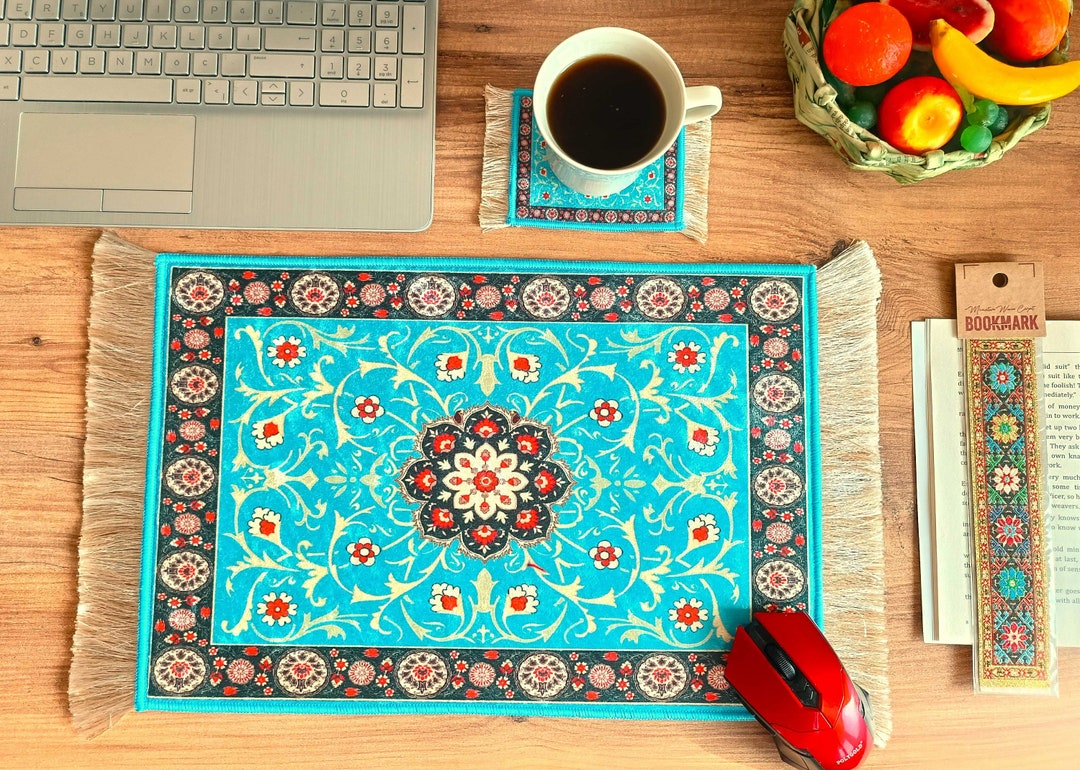 Beautiful Blue Turkish Carpet Mouse Pad, Persian Rug Mouse Mat, Gift ...