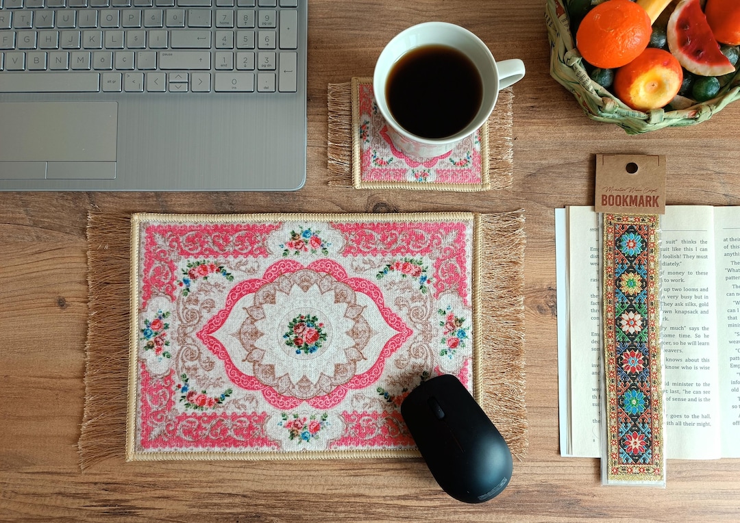 Mouse Pad, Beautiful Floral Rug Desk Mat, Rug Mousepad, Office Computer ...