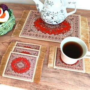 Coasters, Beautiful Turkish Carpet Coasters, Persian Rug Coasters, Mug ...