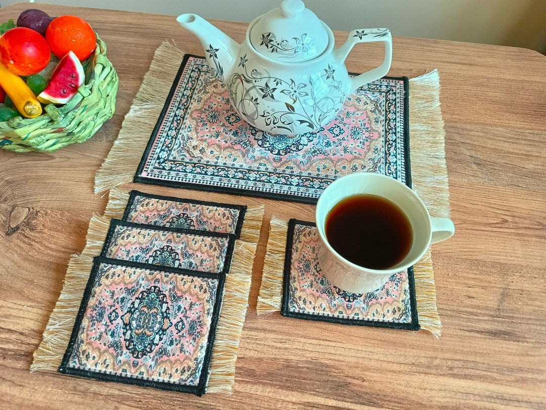 Oriental Carpet Coasters, Assorted Designs, Rug Table Coasters, Trivet ...
