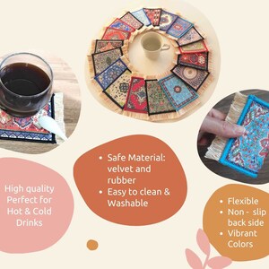 Coaster Set, Kilim Fabric Cloth, Set of 6 Coasters, Rustic Decor, Tea ...