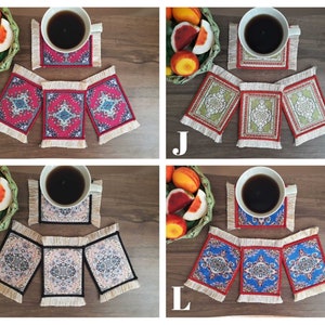 Beautiful Turkish Carpet Coasters, Persian Rug Coasters, Mug Rug ...