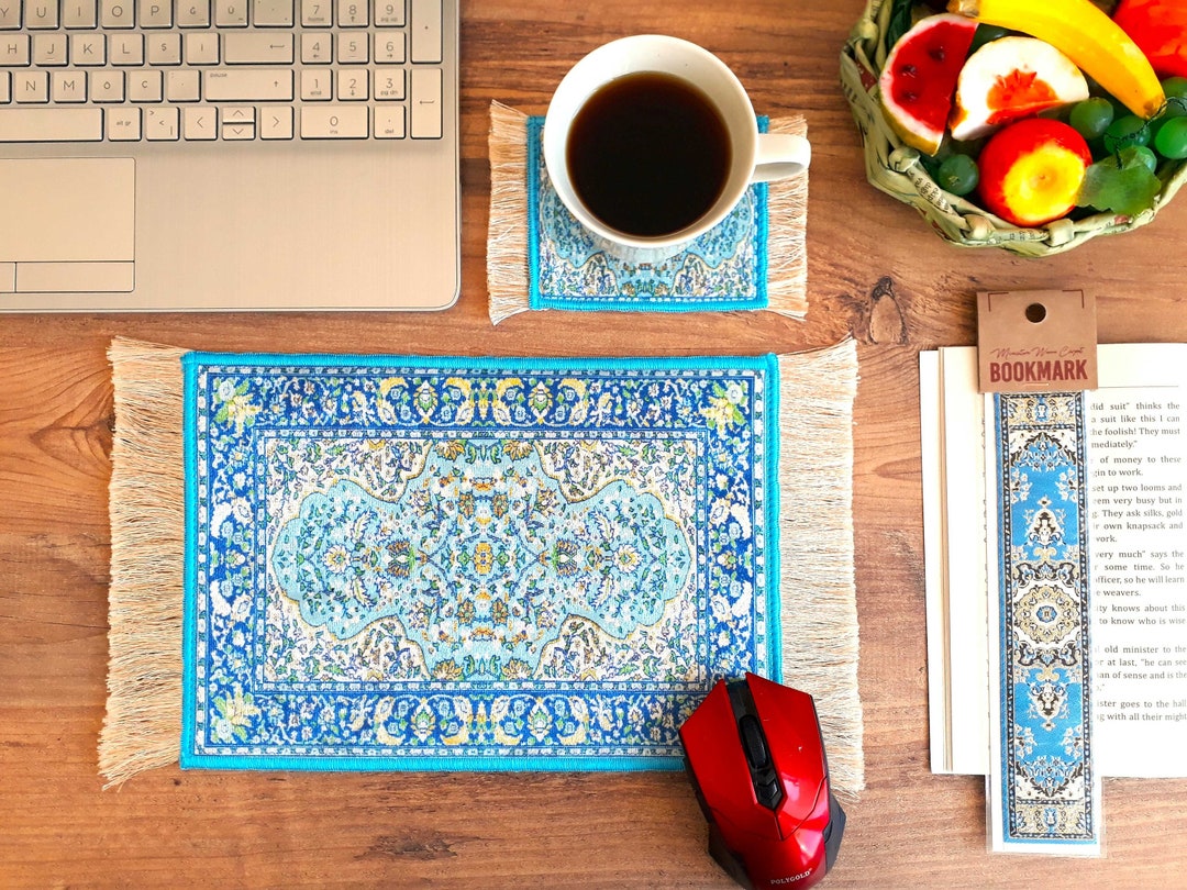 Beautiful Blue Turkish Kilim Mouse Pad, Persian Rug Mouse Mat, Office ...