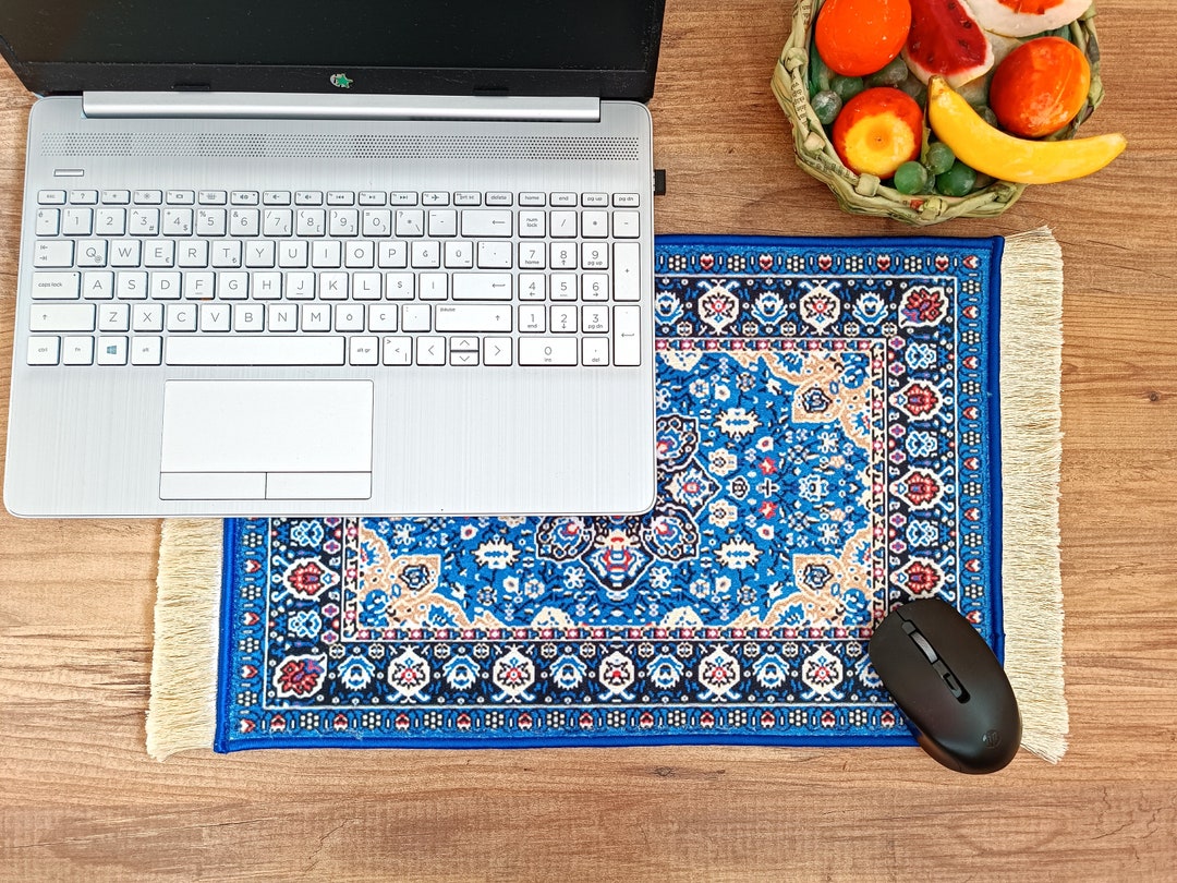Large Mouse Pad, Beautiful Dark Blue Turkish Carpet Mousepad, Persian ...