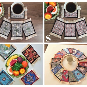 Beautiful Turkish Carpet Coasters, Persian Rug Coasters, Mug Rug ...