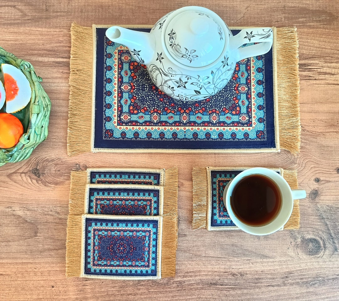 Beautiful Turkish Carpet Coasters, Persian Rug Coasters, Mug Rug ...