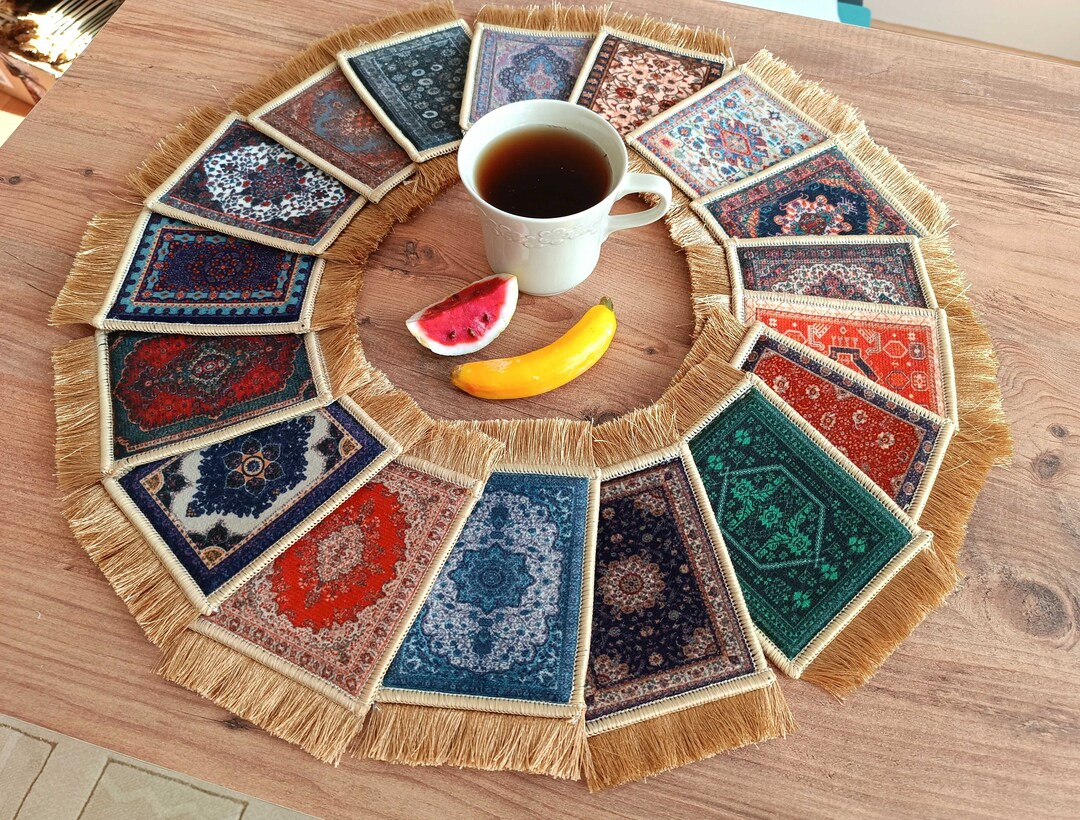 Coaster, Beautiful Turkish Carpet Coasters, Persian Rug Coasters, Mug ...