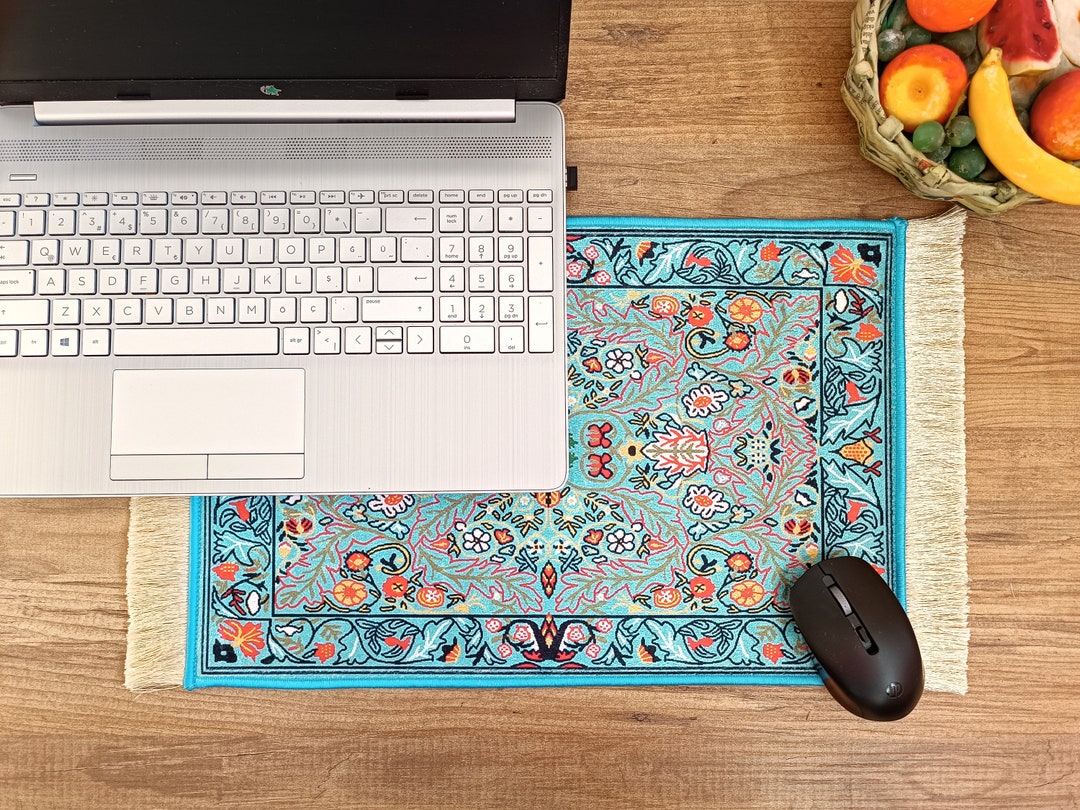 Large Mouse Pad, Beautiful Turquoise Turkish Carpet Mousepad, Persian ...