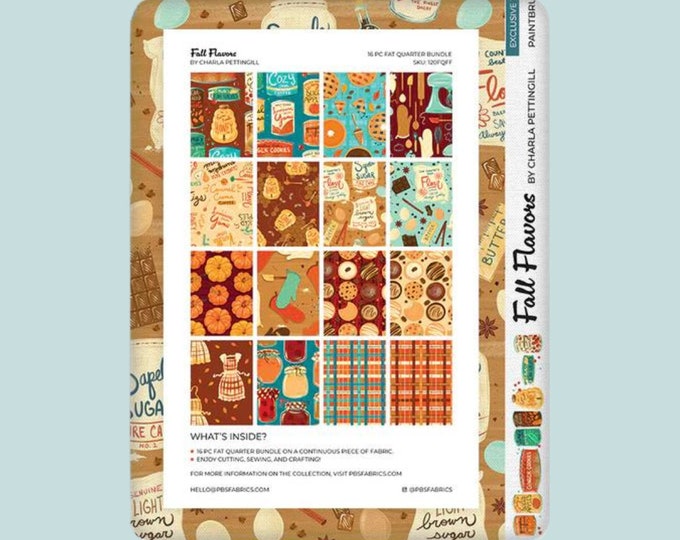 Fall Flavors Fat Quarter Bundle, 16-piece Flat Fat Stack, Paintbrush ...