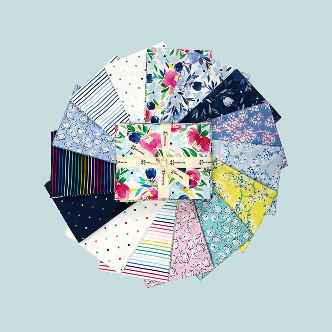 Emily Fat Quarter Bundle, Clothworks Fabrics, Floral Fabric Bundle ...
