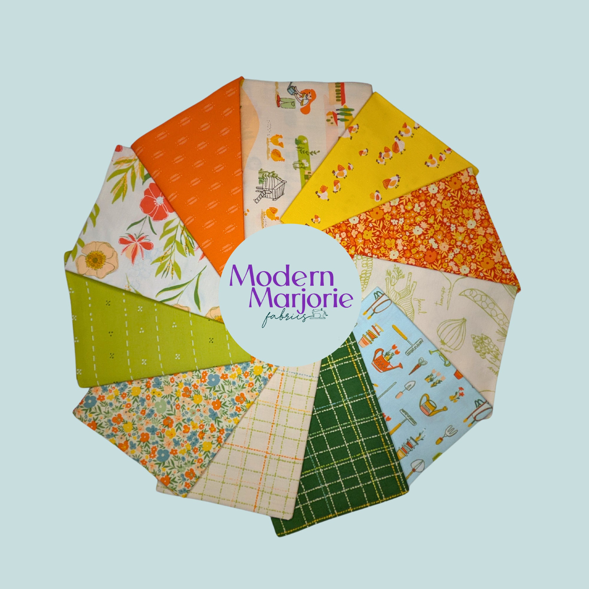 Grow & Harvest Fat Quarter Bundle by Alexandra Bordallo, Art Gallery Fabrics, Spring Fabric ...