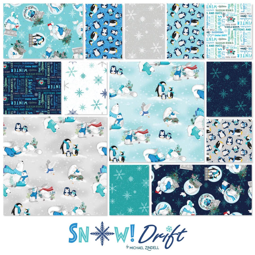 Snow Drift Fat Quarter Bundle, Clothworks Fabric, Winter Fabric Bundle ...
