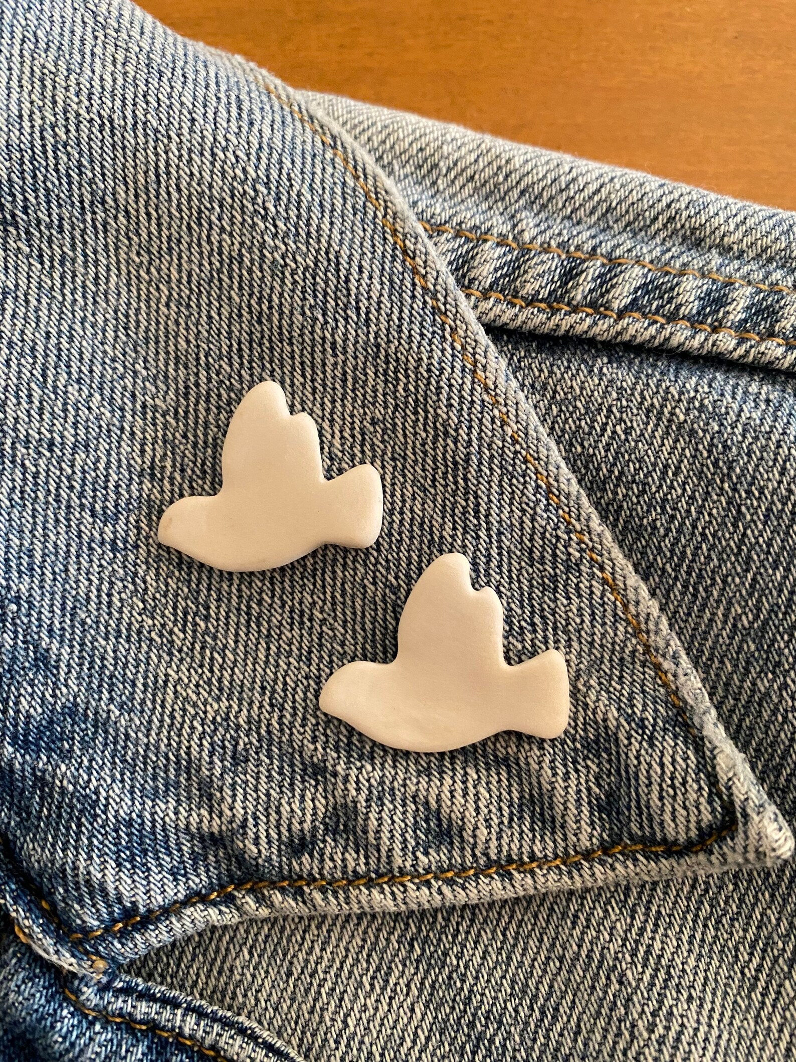 Twin Doves Porcelain Brooch Doves Matte Porcelain Brooch - Etsy