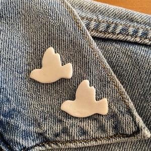 Twin Doves Porcelain Brooch Doves Matte Porcelain Brooch - Etsy