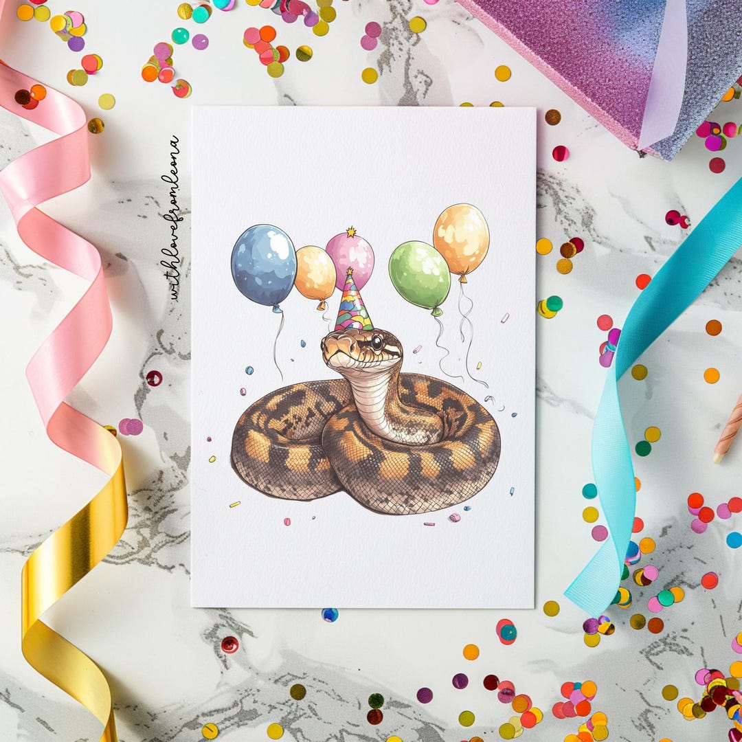 Ball Python Snake Birthday Greeting Card From the Snake for Groomers ...