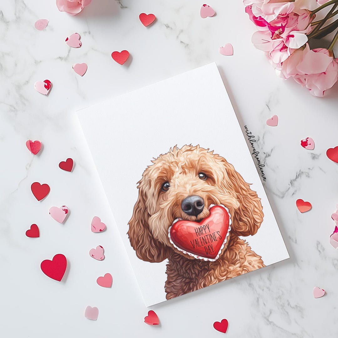Labradoodle Valentines Day Greeting Card From the Dog for Groomers Vets ...