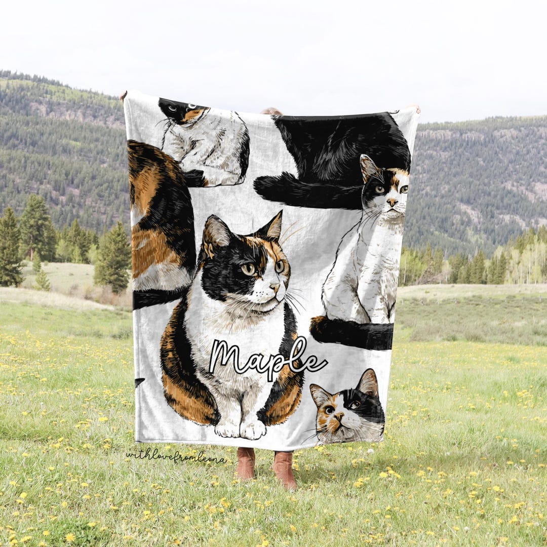 Calico Cat Blanket Black Orange White Calico Cat Throw Blanket Fleece ...