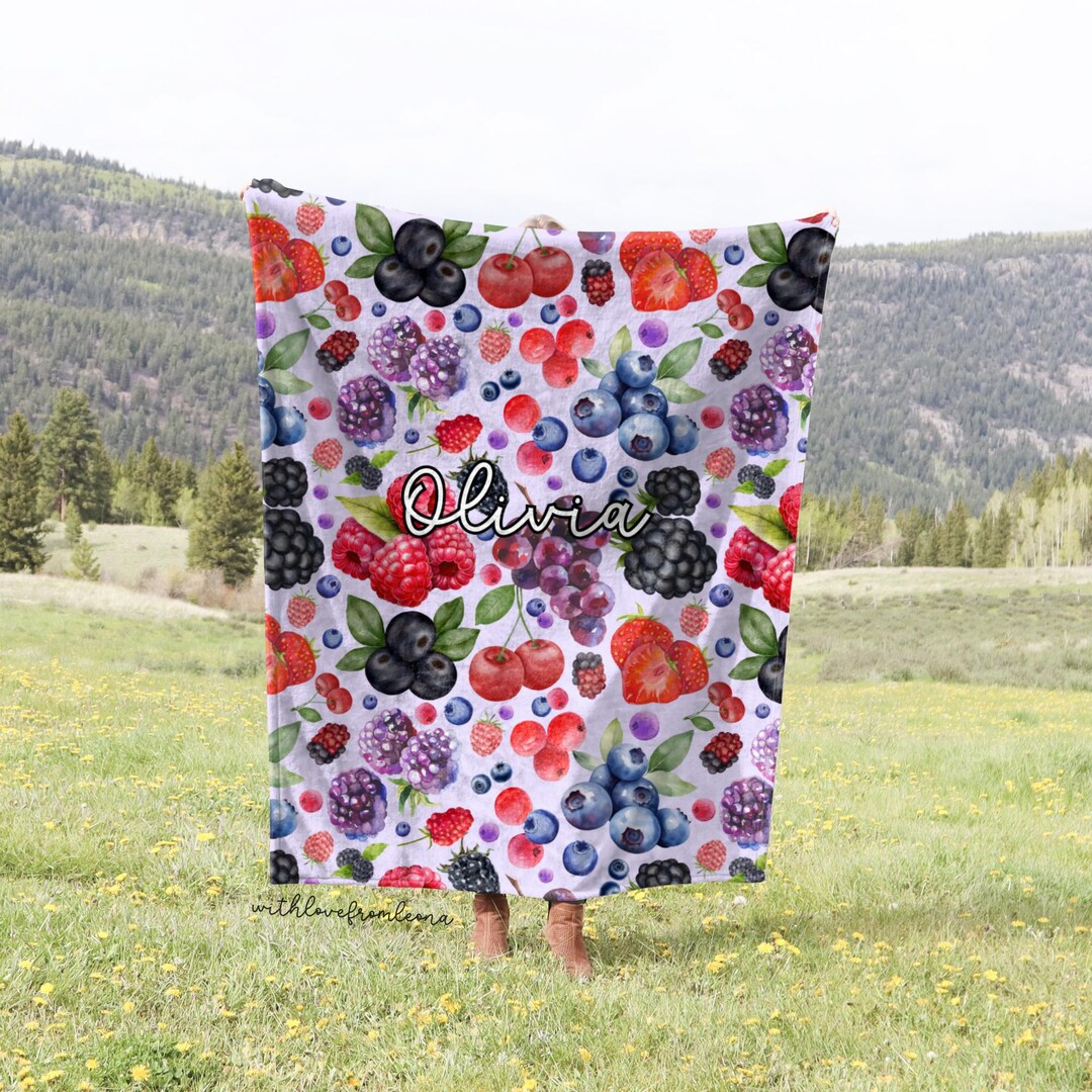 Fruit Blanket Raspberries Throw Blanket Fleece Blanket Berries Adult ...