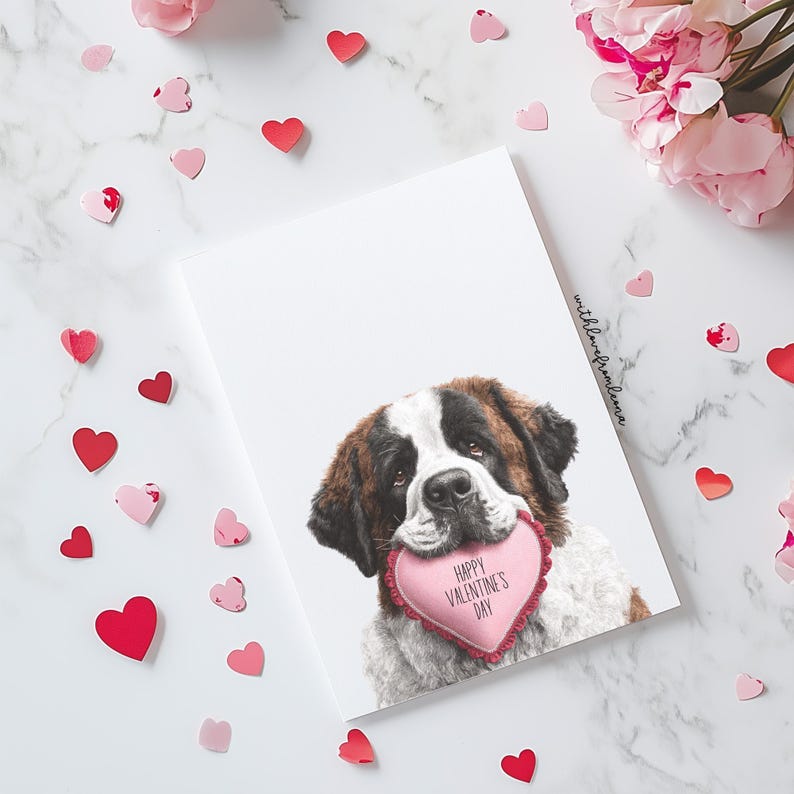 Saint Bernard Valentines Day Card Greeting Card From the Dog for ...