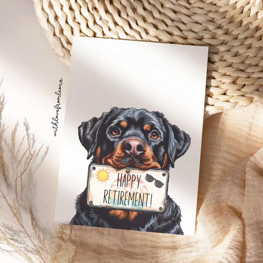 Rottweiler Dog Retirement Greeting Card Card From the Dog Groomers Vets ...