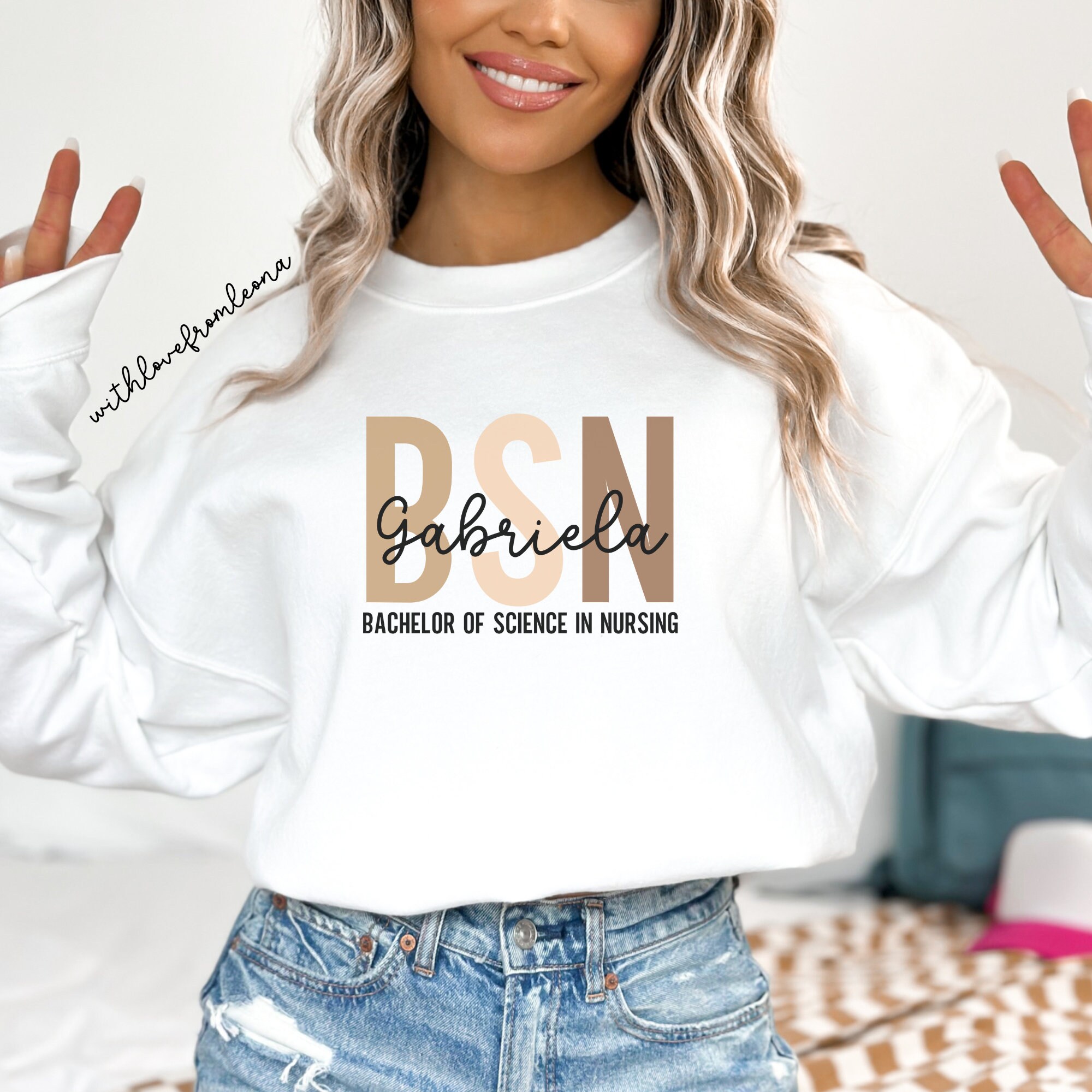 Bachelor of Science Nursing Gift Bachelors Nursing Sweatshirt Custom ...