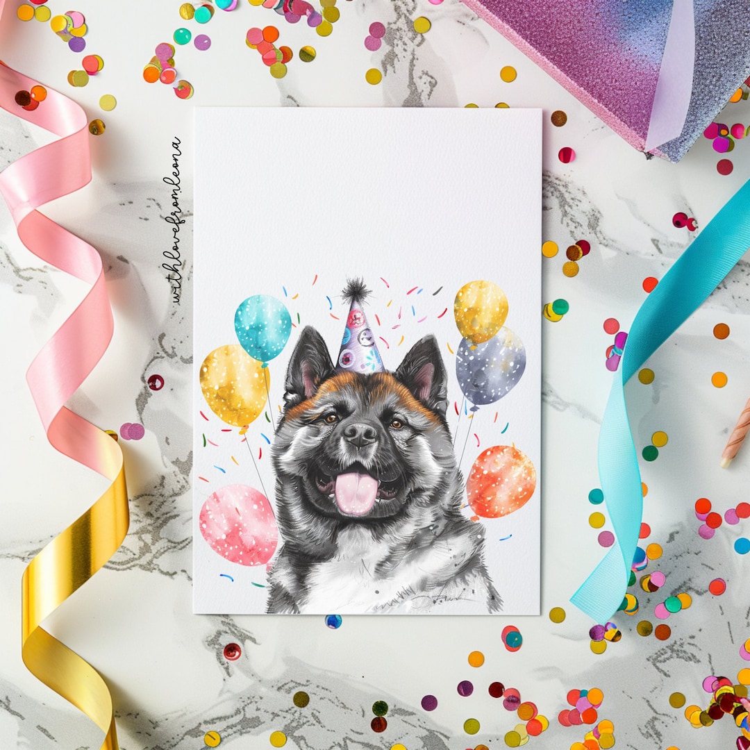 Akita Birthday Greeting Card From the Dog for Groomers Vets and Breed ...