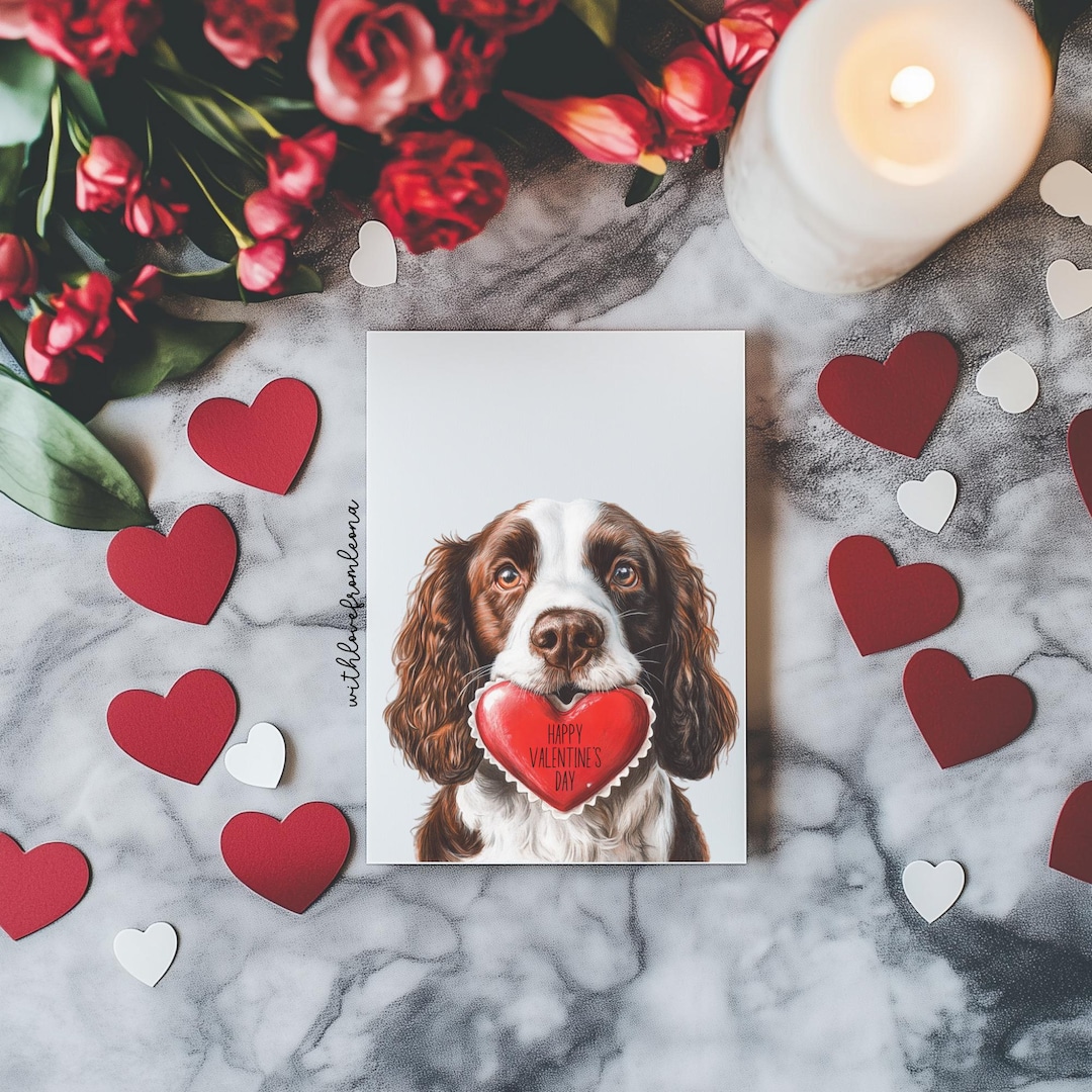 English Springer Spaniel Valentines Day Greeting Card From the Dog for ...